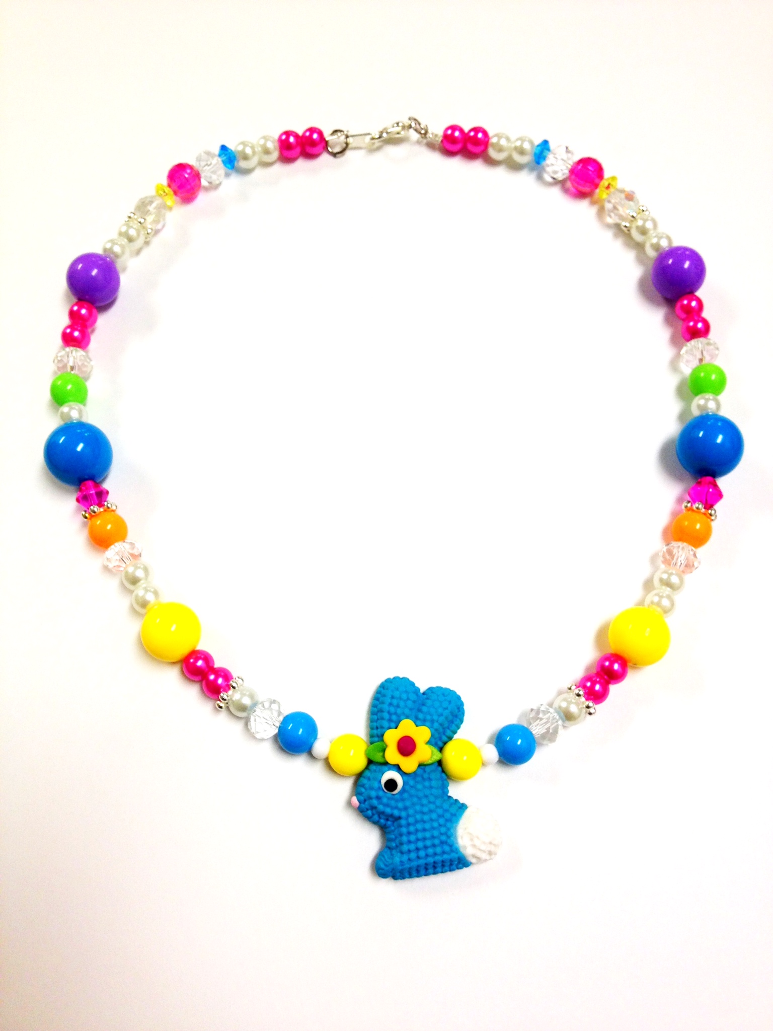 Bright Colored Easter Bunny Necklace on Luulla